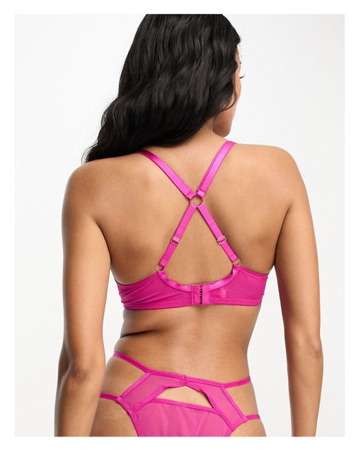 Wolf And Whistle Exclusive Fuller Bust Embroidered Mesh Longline Plunge