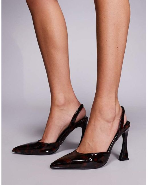 Public Desire Slow Burn Curved Heel Shoes in Brown | Lyst UK