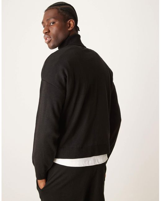 ASOS Relaxed Boxy Fit Knitted Roll Neck Jumper in Black for Men | Lyst