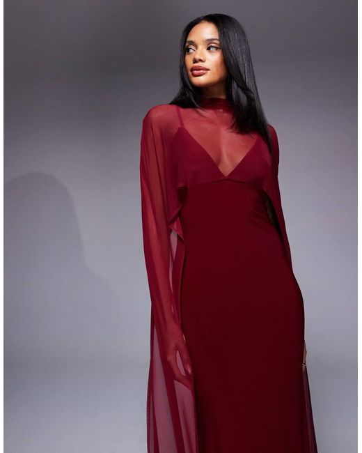 ASOS exaggerated Cape Maxi Dress in Purple | Lyst UK