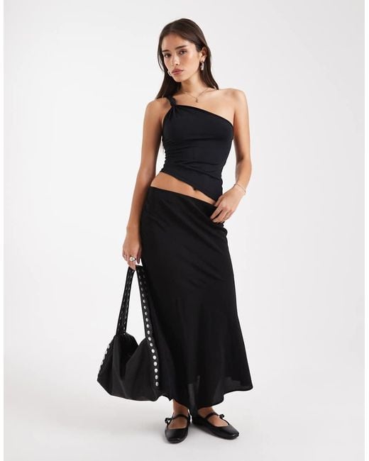 Edikted Knotted One Shoulder Asymmetric Top in Black | Lyst UK