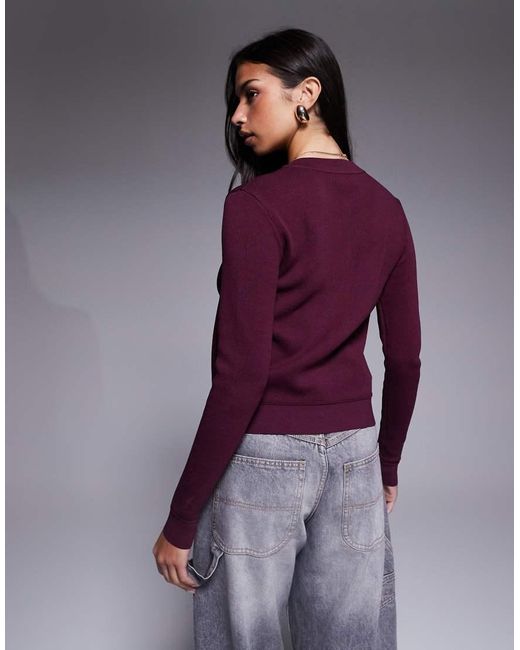 River Island Button Detail Cardigan in Purple | Lyst UK