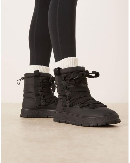 ASOS Arrow Nylon Lace Up Snow Boots in Black | Lyst