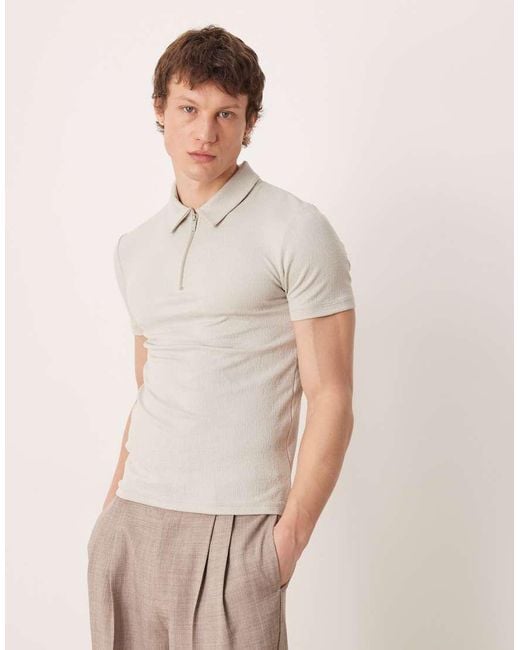 ASOS Heavyweight Muscle Polo in Natural for Men | Lyst UK