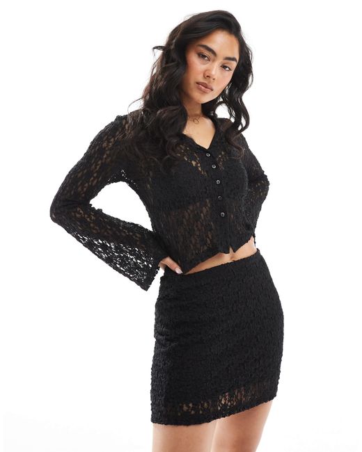 ASOS Co-ord Fitted Lace Mini Skirt in Black | Lyst