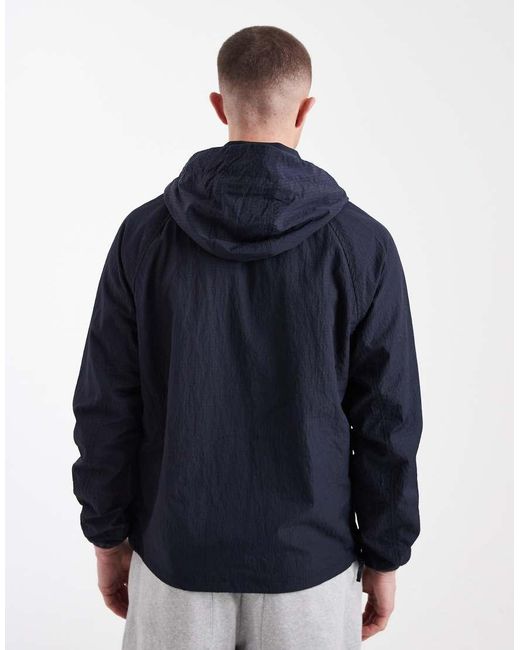 Fred Perry 1/4 Zip Ripstop Logo Hooded Training Jacket in Blue for Men ...