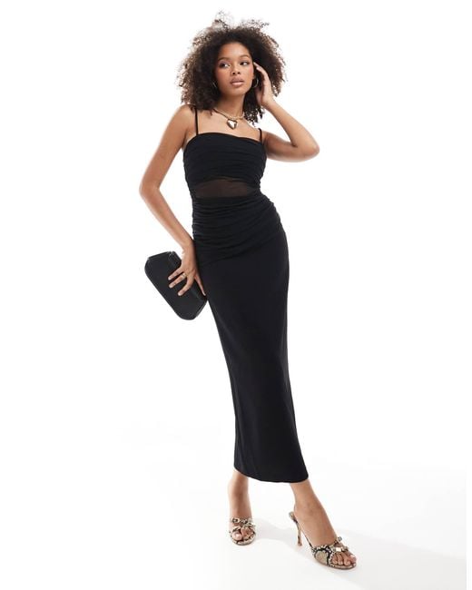 EVER NEW Mesh Panel Maxi Dress in Blue | Lyst