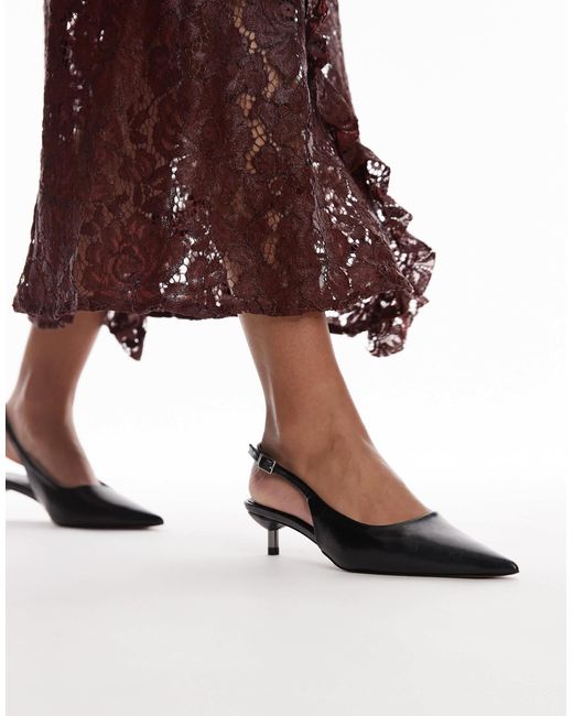 TOPSHOP Ellie Slingback Mid Heel Court Shoes in Brown | Lyst