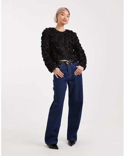 French Connection Verity 3d Textured Floral Jacket in Black | Lyst UK
