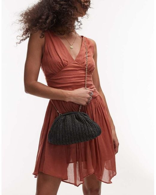 Mango Raffia Clutch Bag in Red | Lyst UK