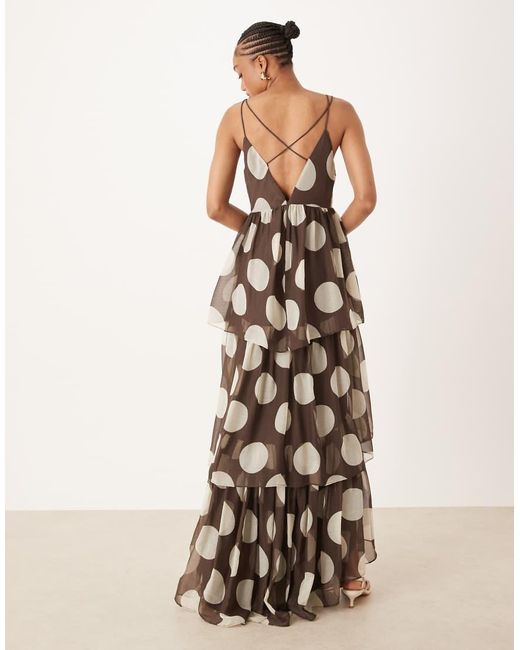 ASOS Asos Design Tall Plunge Tiered Maxi Dress With Open Back in ...