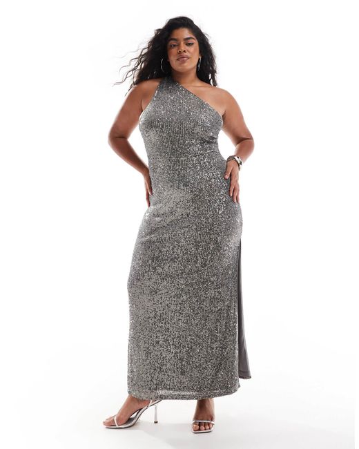 ASOS Asos Design Curve Sequin One Shoulder Maxi Dress With Back Strap ...