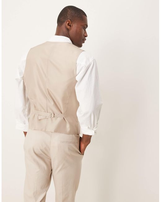 ASOS Linen Blend Skinny Suit Waistcoat in White for Men | Lyst