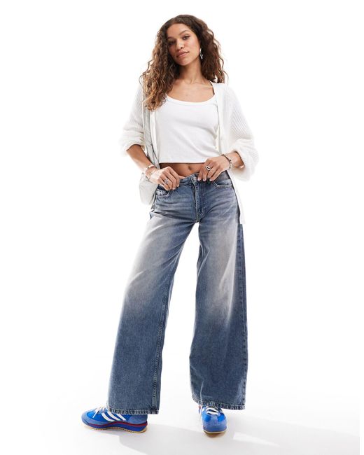 Monki Boxy Fit Rib Knit Cardigan in White | Lyst