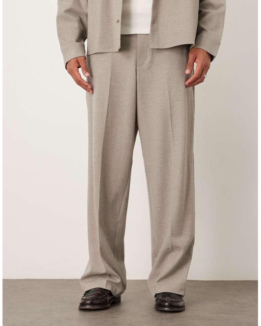 ASOS Barrel Leg Suit Trousers in Natural for Men | Lyst UK