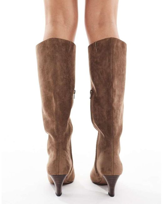 schuh Delia Kitten Heel Knee Boots in White | Lyst UK