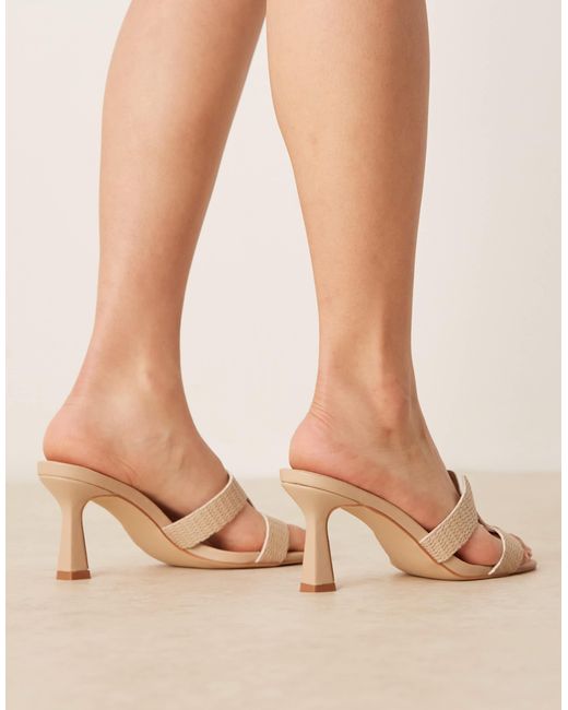 Raid Wide Fit Zelda Kitten Heeled Mule Sandals in Natural | Lyst