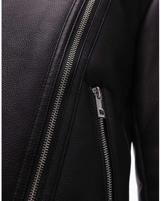 Mango Shearling Aviator Jacket in Black | Lyst