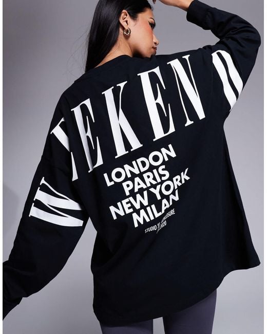 ASOS Weekend Collective Icon Oversized Long Sleeve T-shirt With Stacked ...