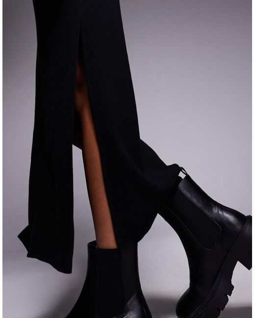 ASOS Supersoft Slouchy V Neck Maxi Dress in Black | Lyst UK