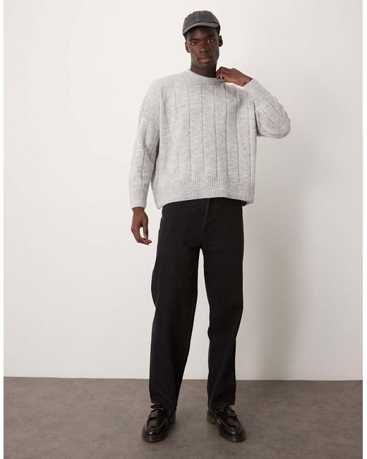 ASOS Super Oversized Boxy Crew Neck Jumper With Wide Rib in Natural for ...