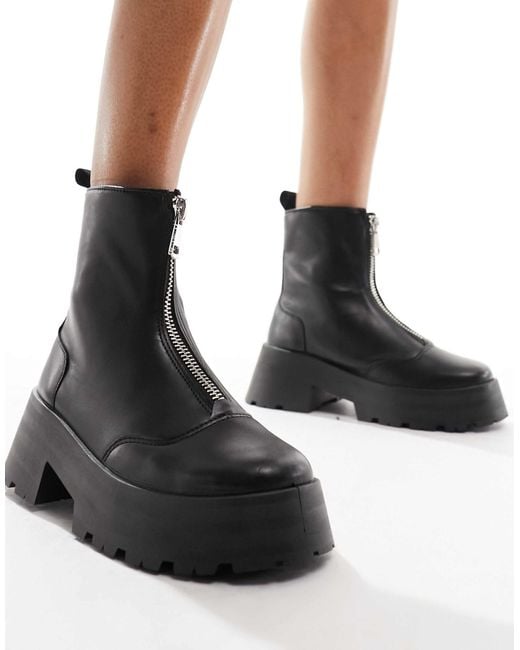 schuh Arnold Zip Front Chunky Chelsea Boots in Black | Lyst