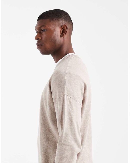 ASOS Relaxed Long Sleeve Knitted Crew Neck T-shirt in Blue for Men ...