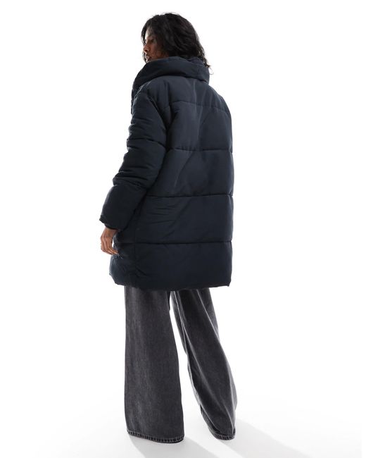 Don't Think Twice Dtt Double Breasted Puffer Jacket in Blue | Lyst