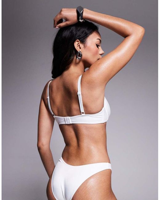 ASOS Maya High Leg Cheeky Bikini Bottom in White | Lyst UK