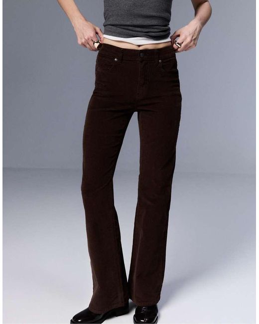 Stradivarius D74 Corduroy Bell Bottom Trousers in Black | Lyst UK