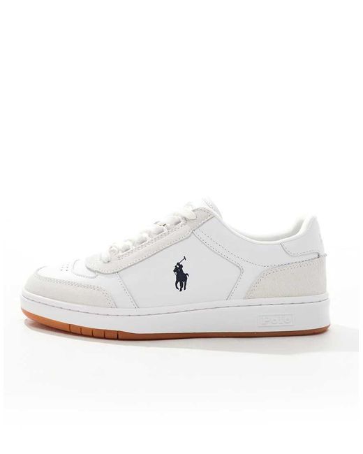 Polo Ralph Lauren Court Sport Leather Trainer With Gum Sole in Blue for ...