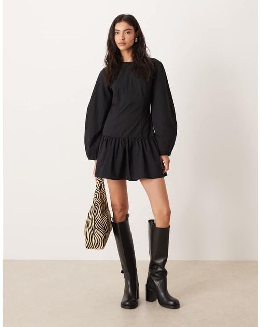 ASOS Cocoon Sleeve Drop Waist Mini Dress in Black | Lyst UK