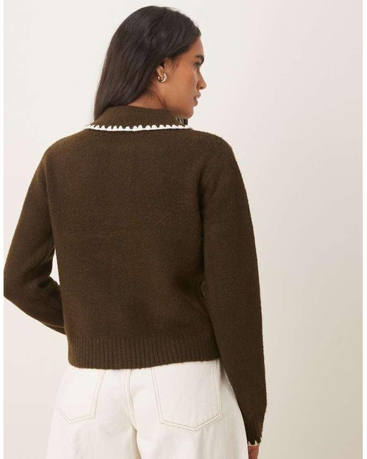 Threadbare Cardigan With Collar Detail And Contrast Stitching in ...