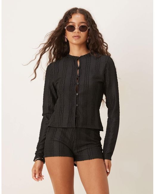 ASOS Co-ord Crochet Frill Micro Short in Black | Lyst
