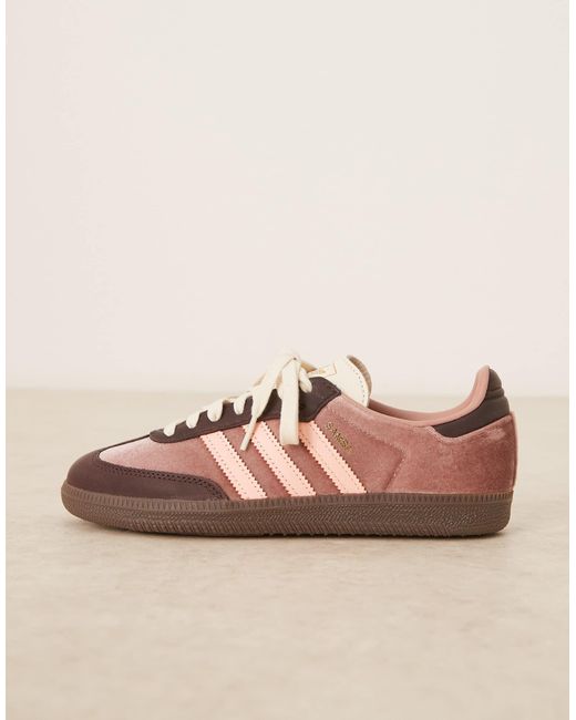 adidas Originals Samba Velvet Sneakers in Natural | Lyst