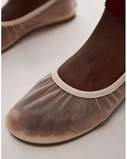& Other Stories Real Leather Trimmed Mesh Ballet Flats in Brown | Lyst