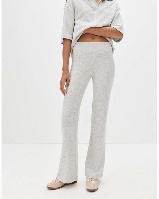 Pull&Bear Soft Touch Bell Bottom Trousers in White | Lyst UK