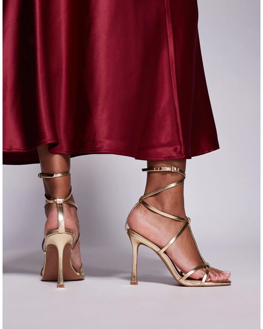 ASOS Wide Fit Nobel Caged High Heeled Sandals in Red | Lyst