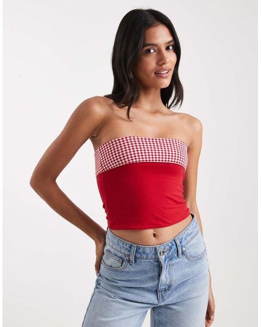 Hollister Foldover Reversible Tube Top in Red | Lyst UK