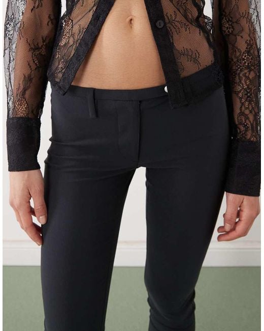 Monki Stretch Slim Fit Tailored Trouser in Black | Lyst UK