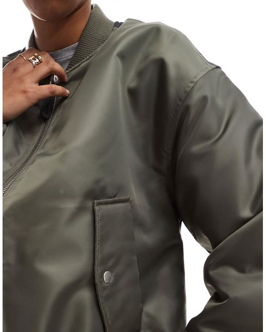 ASOS Spliced Bomber Jacket in Gray | Lyst