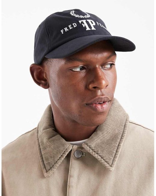Fred Perry Monogram Logo Cap in Blue for Men | Lyst UK