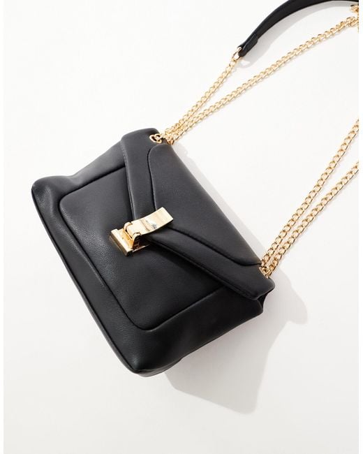 Glamorous Padded Crossbody Bag With Chain Strap in Black | Lyst