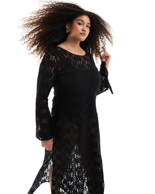 Renee Studio Plus Exclusive Long Sleeve Lace Maxi Dress in Black | Lyst