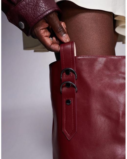 SIMMI Simmi London Harrieta Heeled Over-the-knee Boots in Red | Lyst