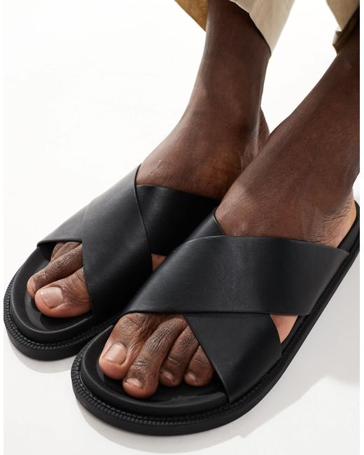 ASOS Cross Over Strap Sandals in Black for Men | Lyst