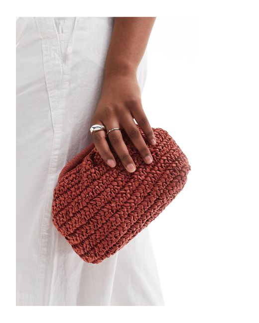 Mango Raffia Clutch Bag in White | Lyst UK
