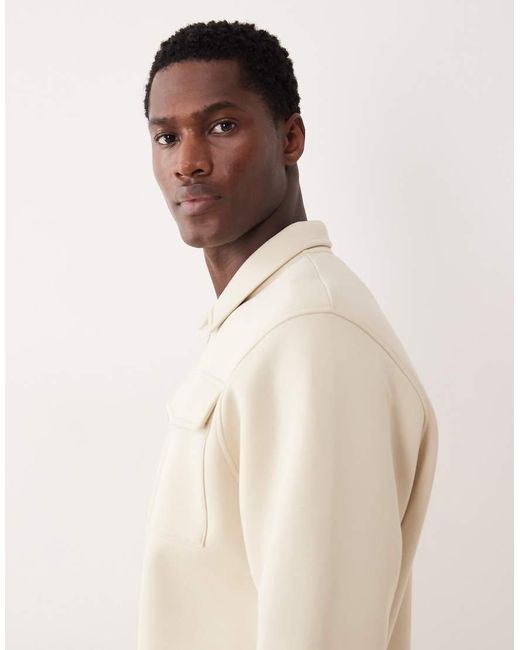 ASOS Heavyweight Zip-through Shacket in Natural for Men | Lyst UK