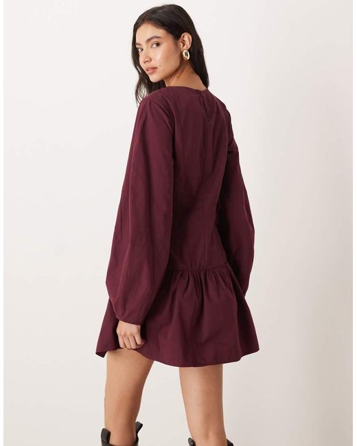 ASOS Cocoon Sleeve Drop Waist Mini Dress in Red | Lyst UK