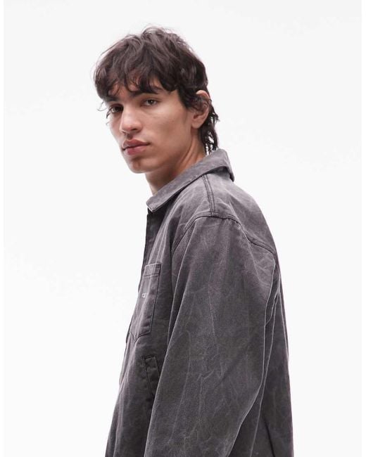 Obey Workman Zip Up Trucker Jacket in Grey for Men | Lyst UK